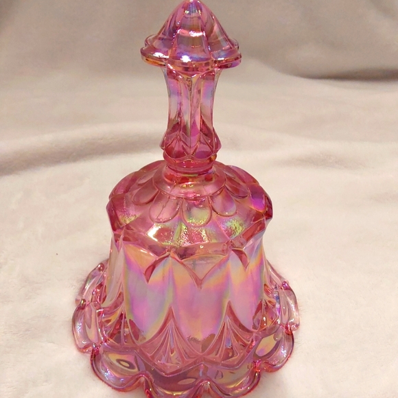 Fenton | Art | Fenton Glass Bell In Dusty Rose Pink On Carnival Glass ...